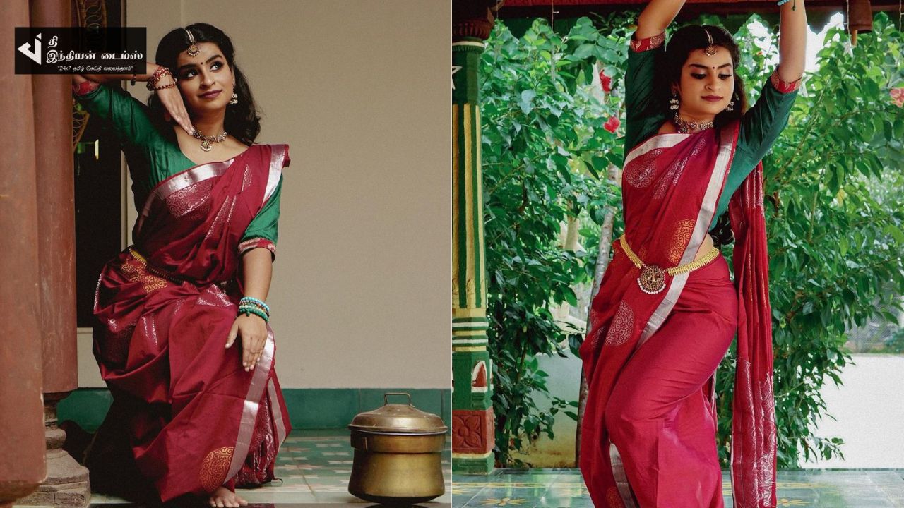 என்ன அழகு.. எத்தனை அழகு.. சேலையில் சிலை போலவே மாறிய CWC சிவாங்கி